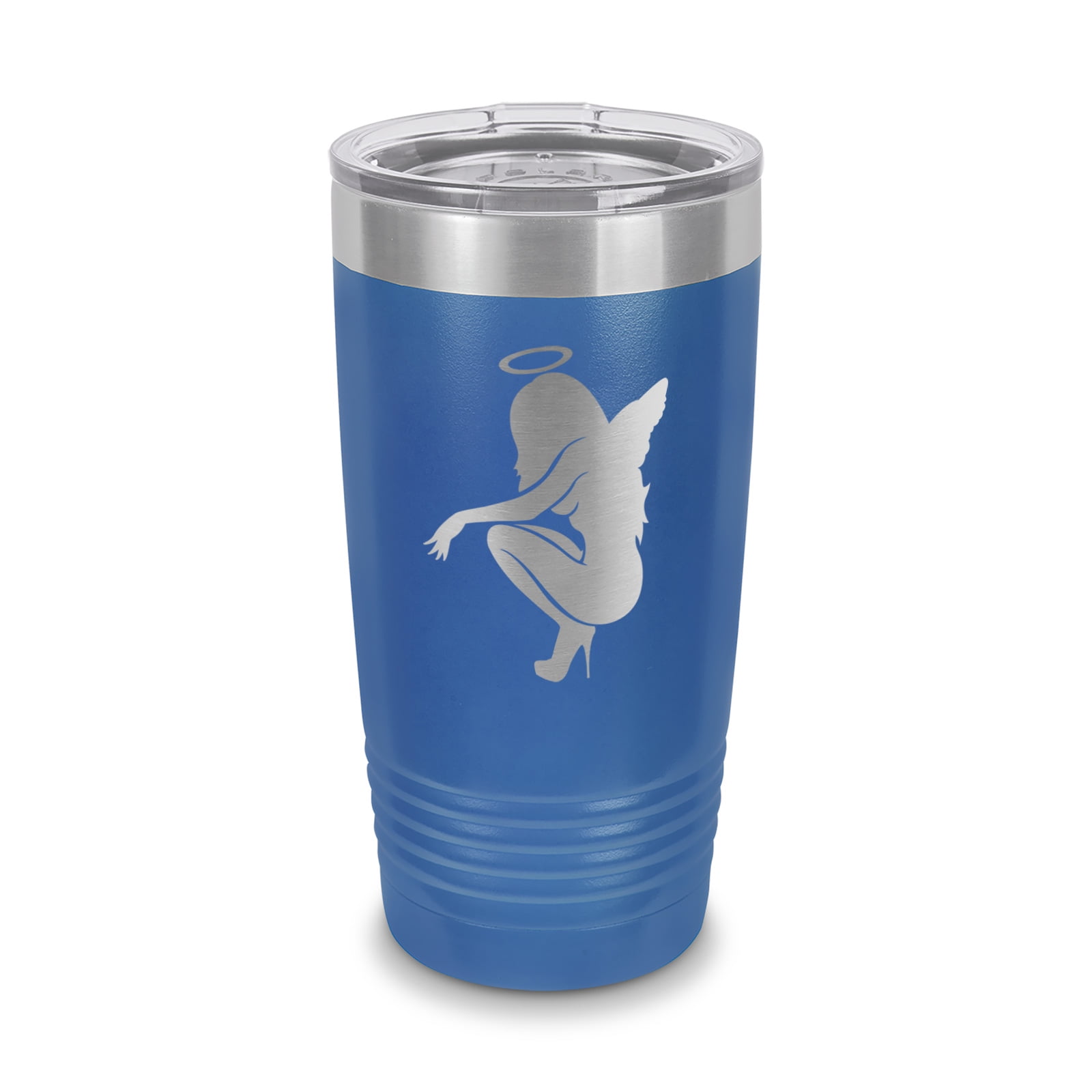 Kneeling Sexy Angel Tumbler 20 oz - Laser Engraved w/ Clear Lid ...