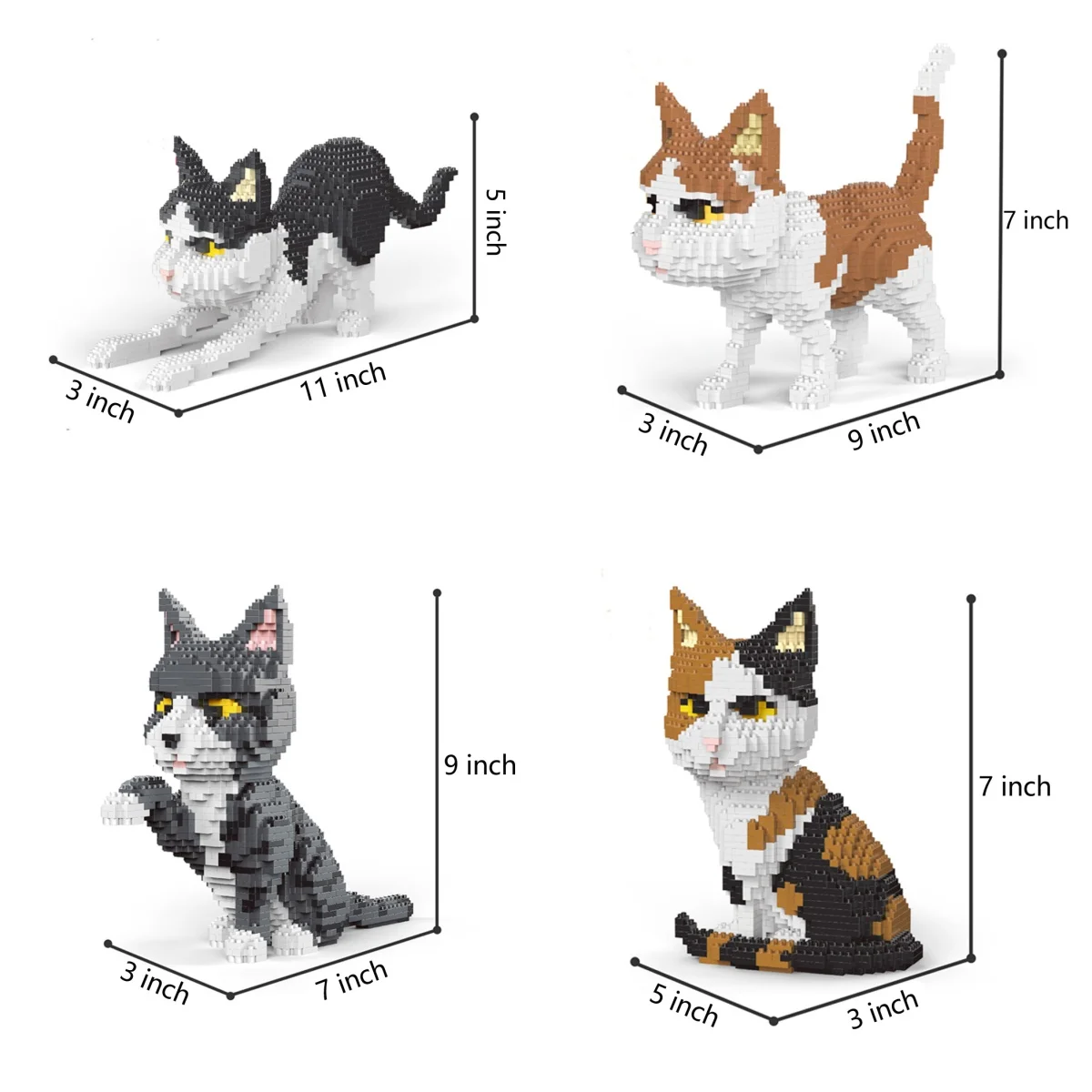 Knew Built Four styles of expressive micro particle mini cat building ...
