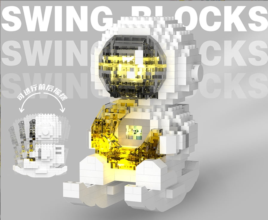 Knew Built Luminous Astronaut Moon Micro Brick Building Blocks Set ...