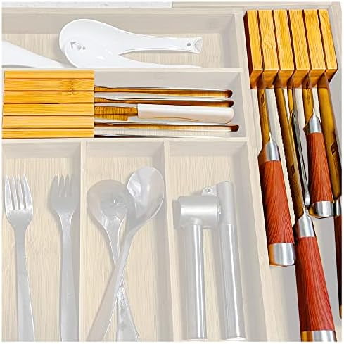 Knife Block Organizer - In Drawer Organizer Bamboo Wood Drawer Knife ...