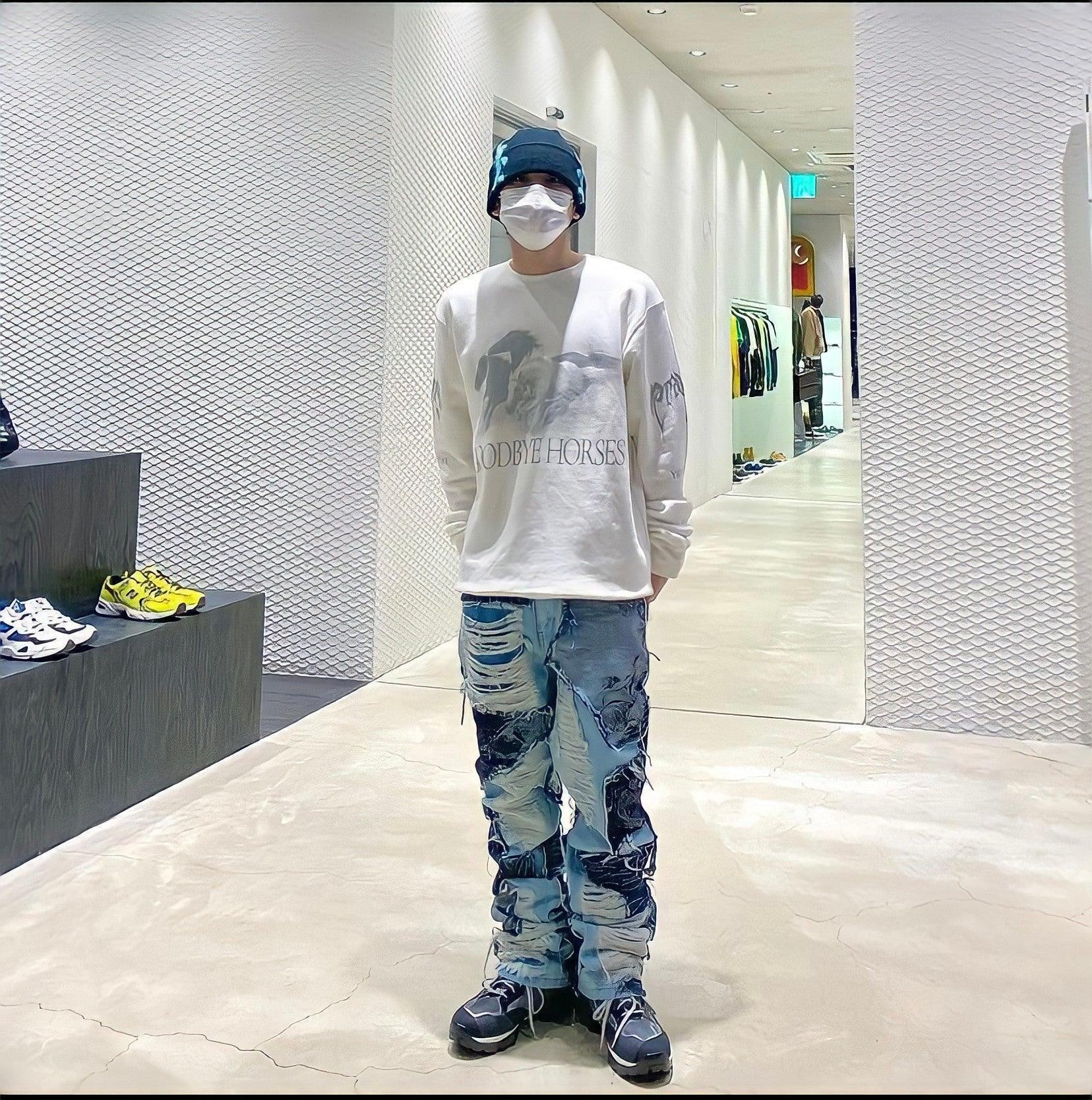 Knife Cutting Water Washing Destruction Raw Edge Patch Embroidery Hole ...