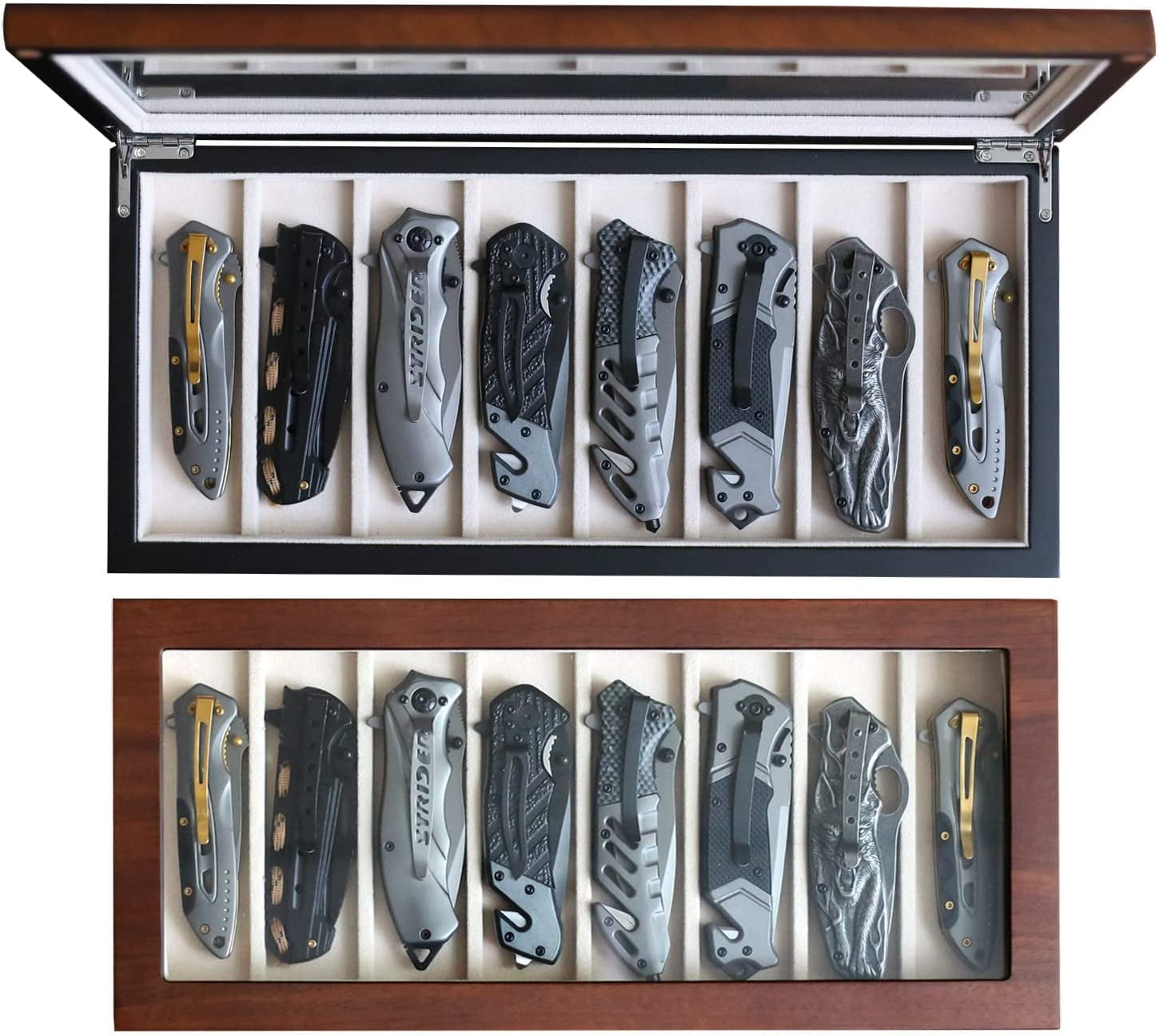 Knife Display Case Organizer storage 8 pocket knives, Folding Knife ...
