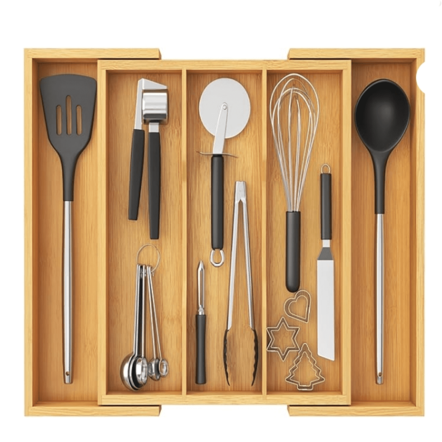 Knife Drawer Organizer - Bamboo In-Drawer Kitchen Knife Storage Insert ...