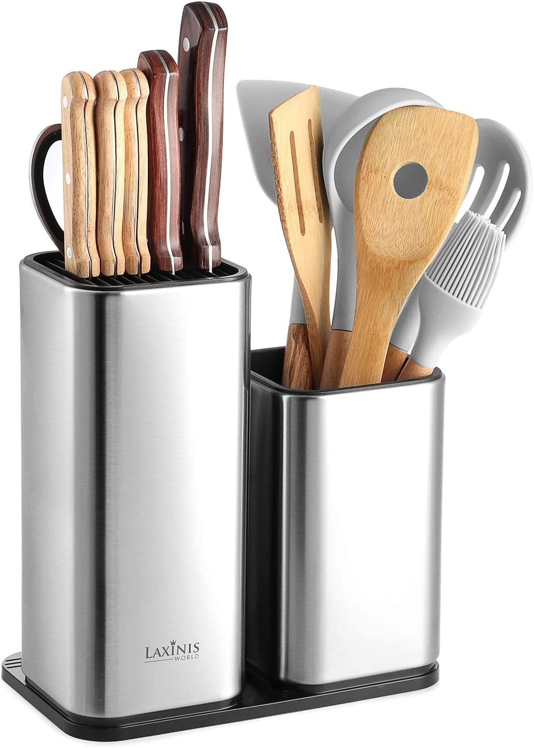 Knife Holder and Utensil Holder - Stainless-Steel Modern Rectangular ...