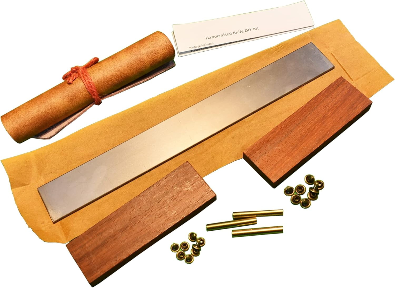 Knife Making Kit DIY Handmade Knife Kit Includes 1095 Knife Steel Blade, Pins, Handle Scales ...