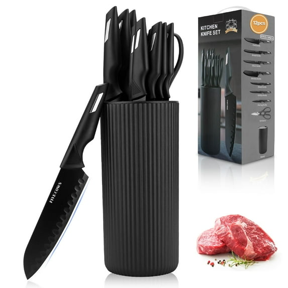 Knife Set,12-Piece Premium Kitchen Knife Set with Universal Knives ...