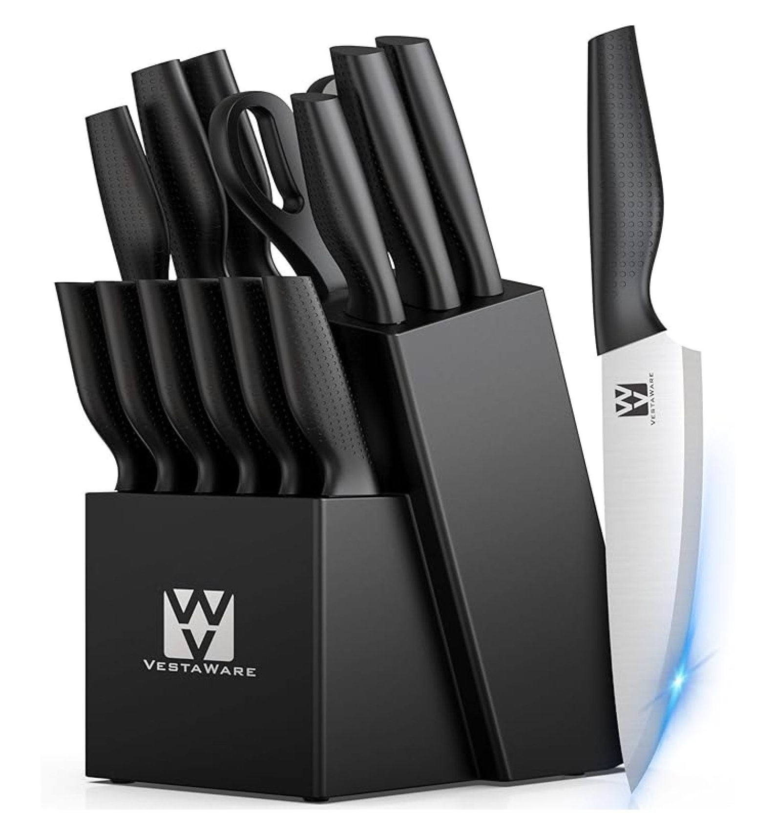 Knife Set, 14 Pcs Kitchen Knife Set with Block, Ultra Sharp Stainless ...
