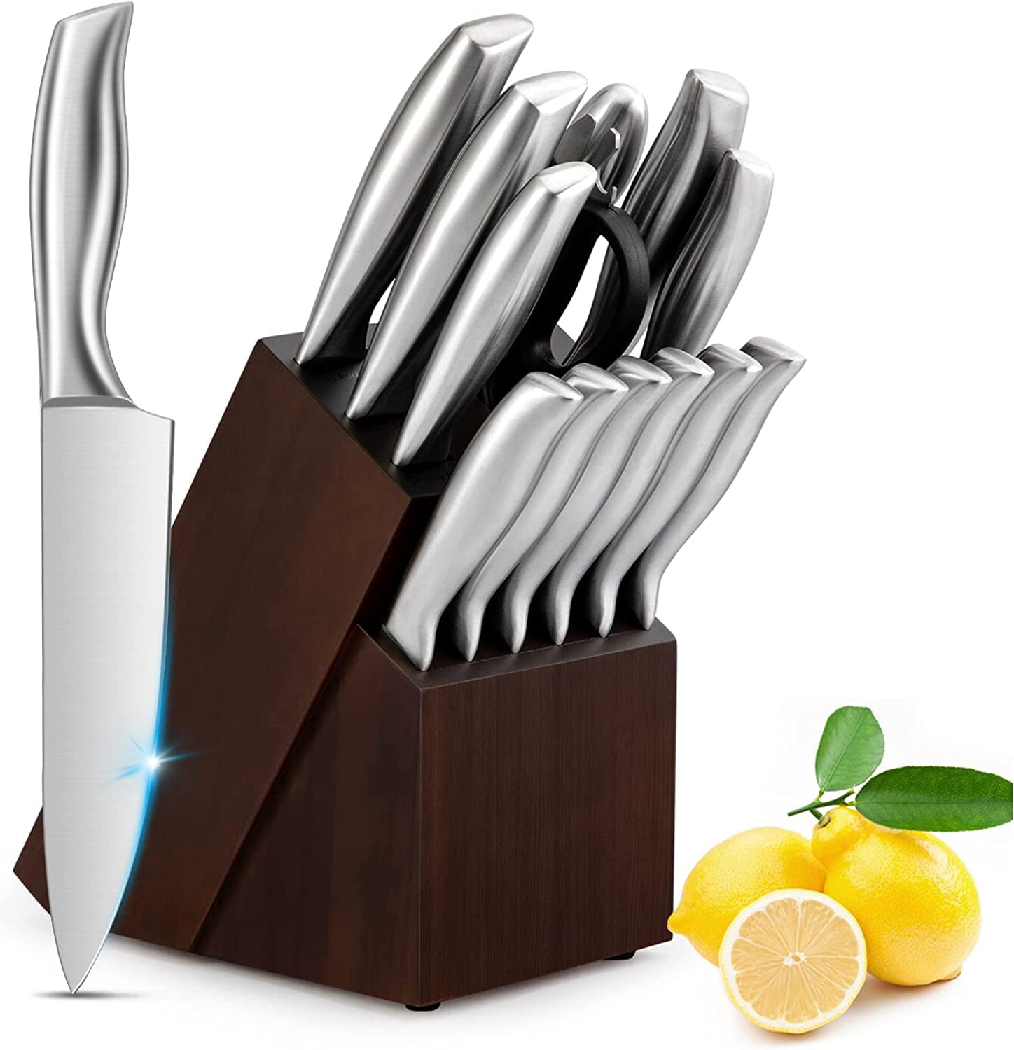 Knife Set, 14 Piece Kitchen Knife Set with Block, Chef Knife set with ...