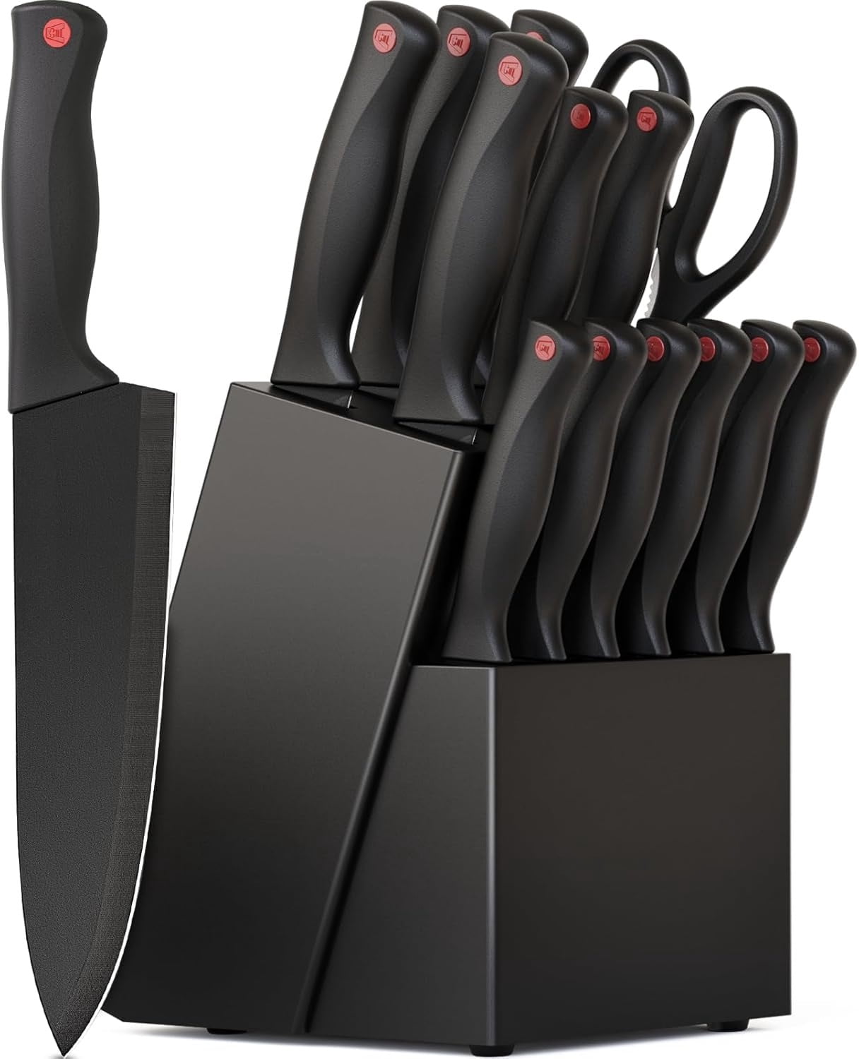 Knife Set, 15 Pieces Knife Sets for Kitchen with Block, Dishwasher Safe ...