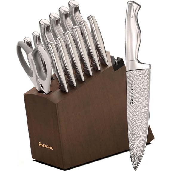 Knife Set, 15 Pieces Knife Sets for Kitchen with Block, Ultra-Sharp ...