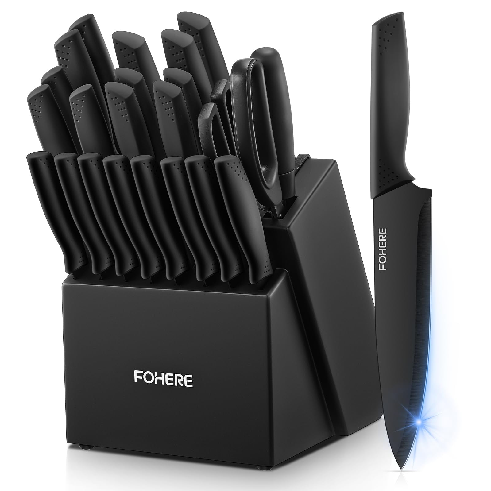 Knife Set 23 Pieces Kitchen Knives Set with Block High Carbon Stainless ...