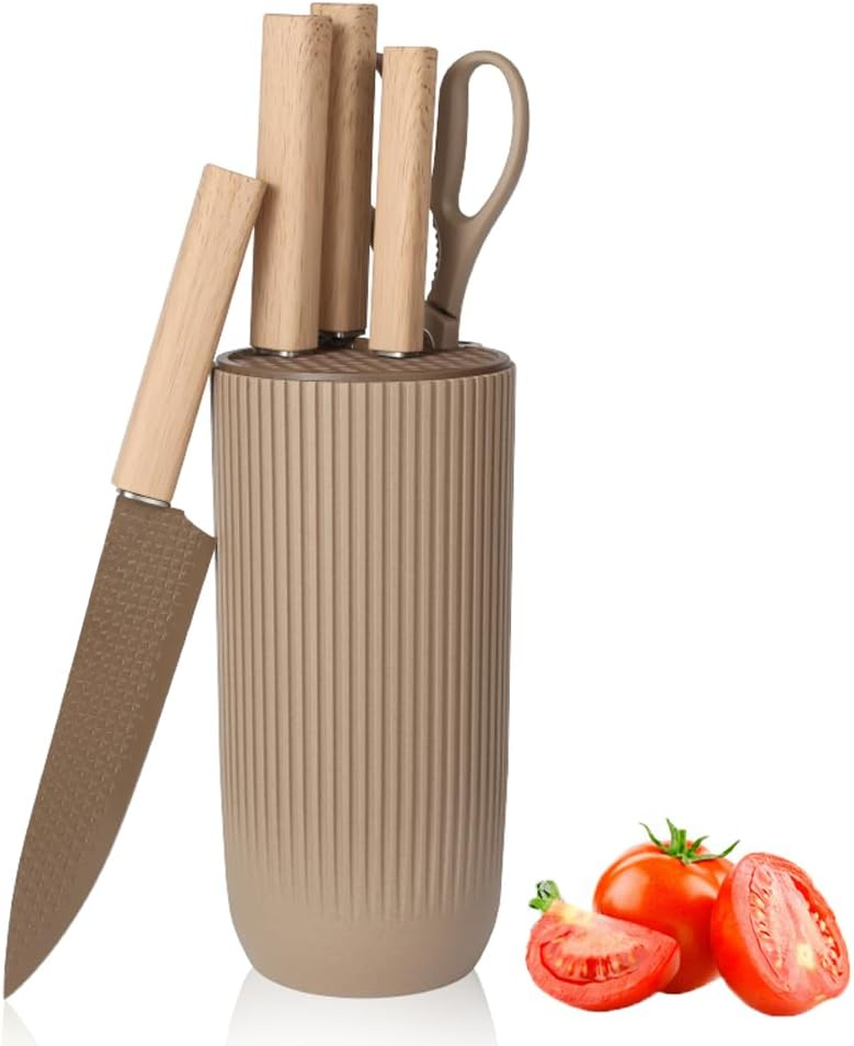 Knife Set, 6-Piece Khaki Kitchen Knife Set for Home, Anti-Rust Non ...