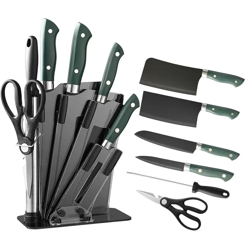Knife Set,7 Pieces Kitchen Knife Set with Block, ABS Ergonomic Handle ...