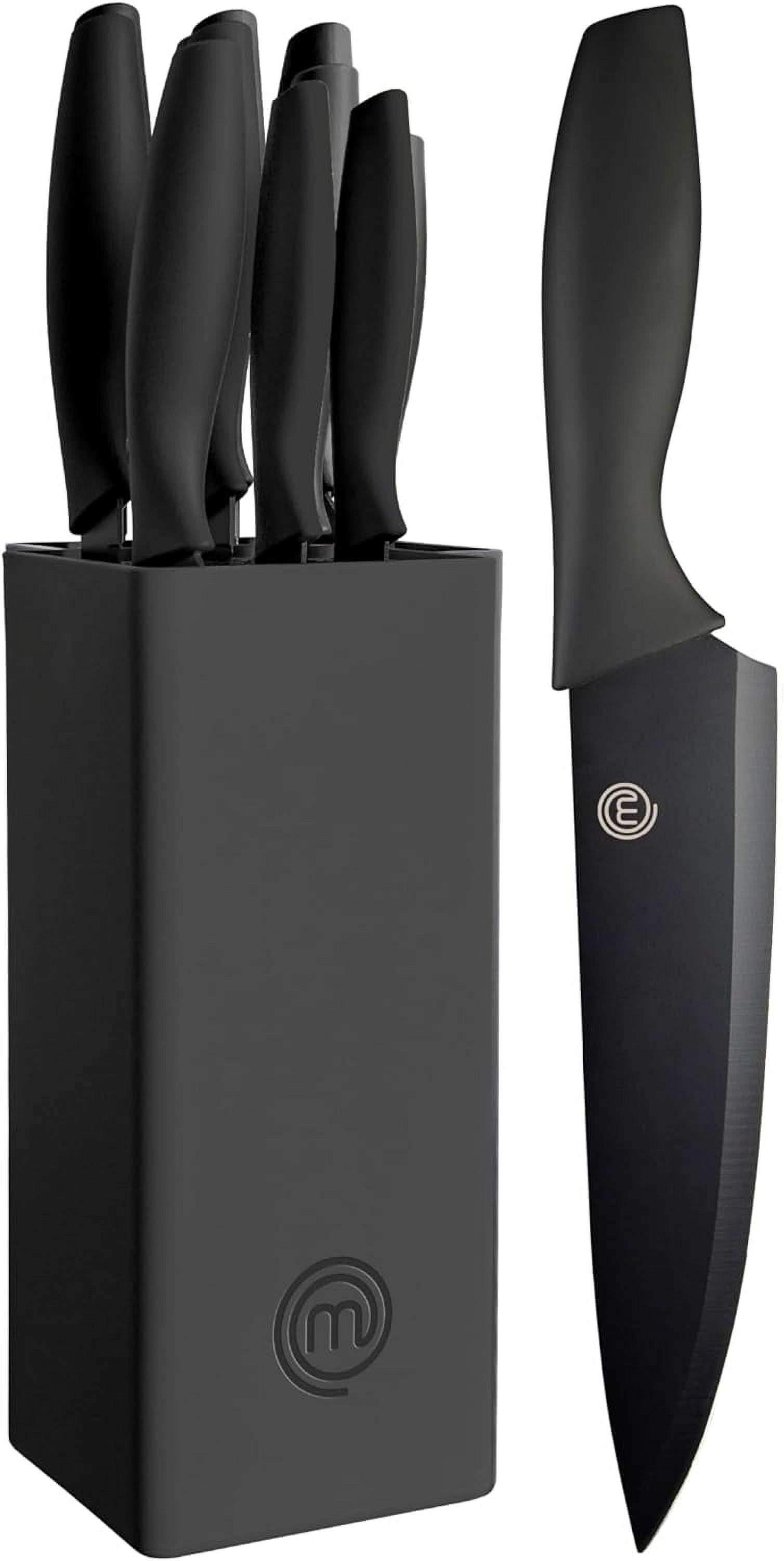 Knife Set with Block, 6 Kitchen Knives and a Universal Holder, Extra ...