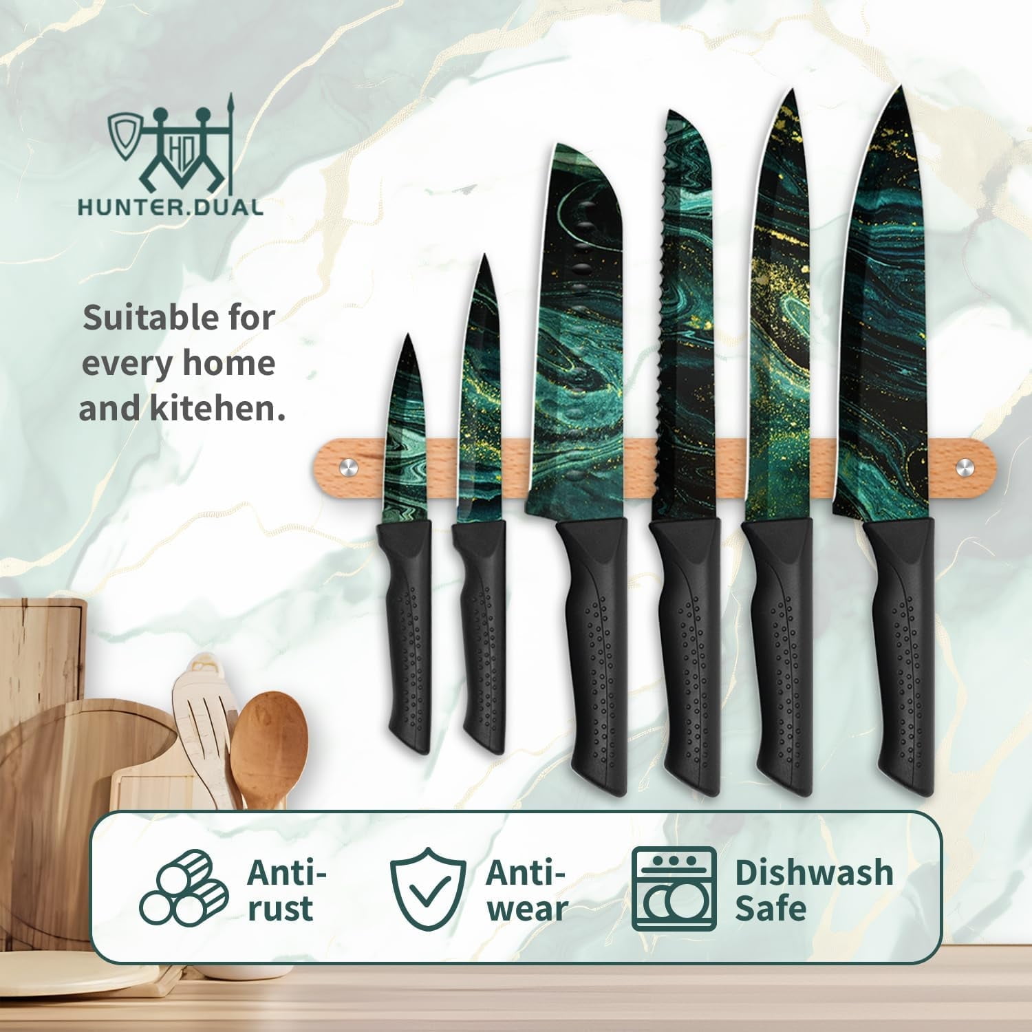 Knife Set, Colorful Kitchen Knife Set, 6 Sharp Kitchen Knives with ...