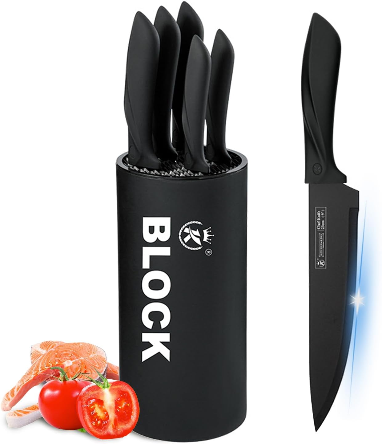 Knife Set for Kitchen, 6-Piece Matte Black Chef Knife Set for Kitchen ...