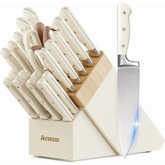 Knife Set, Kitchen Knife Set with Block 14-Piece Full Tang Stainless ...