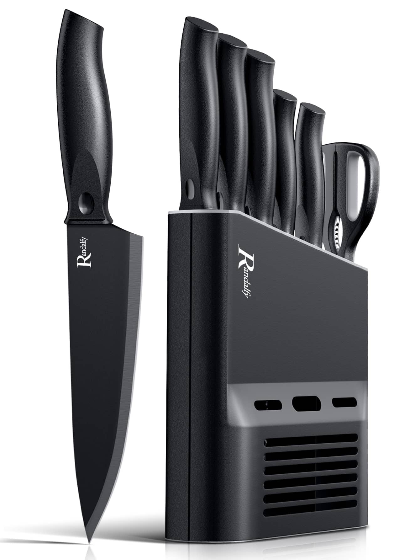 Knife Set With Knife Block Set, 7-Piece Chef's Knife Set With Knife ...