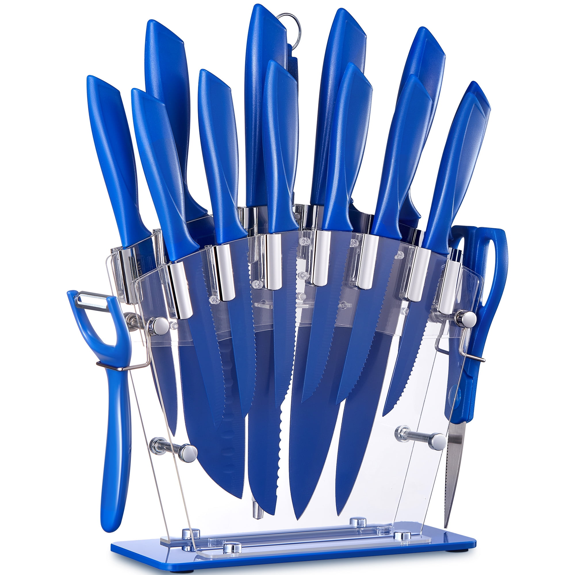 Knife Set, No Rust 16 Pieces Knives Set , Knife Block Set with Easy ...