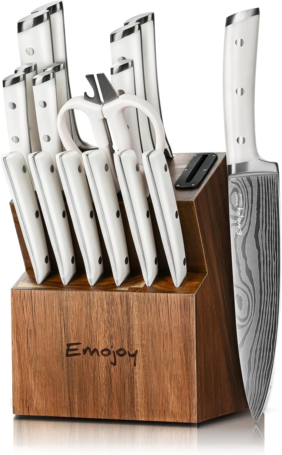 Knife Set, Visualz 18-Pieces Kitchen Knife Set With Wooden Block ...