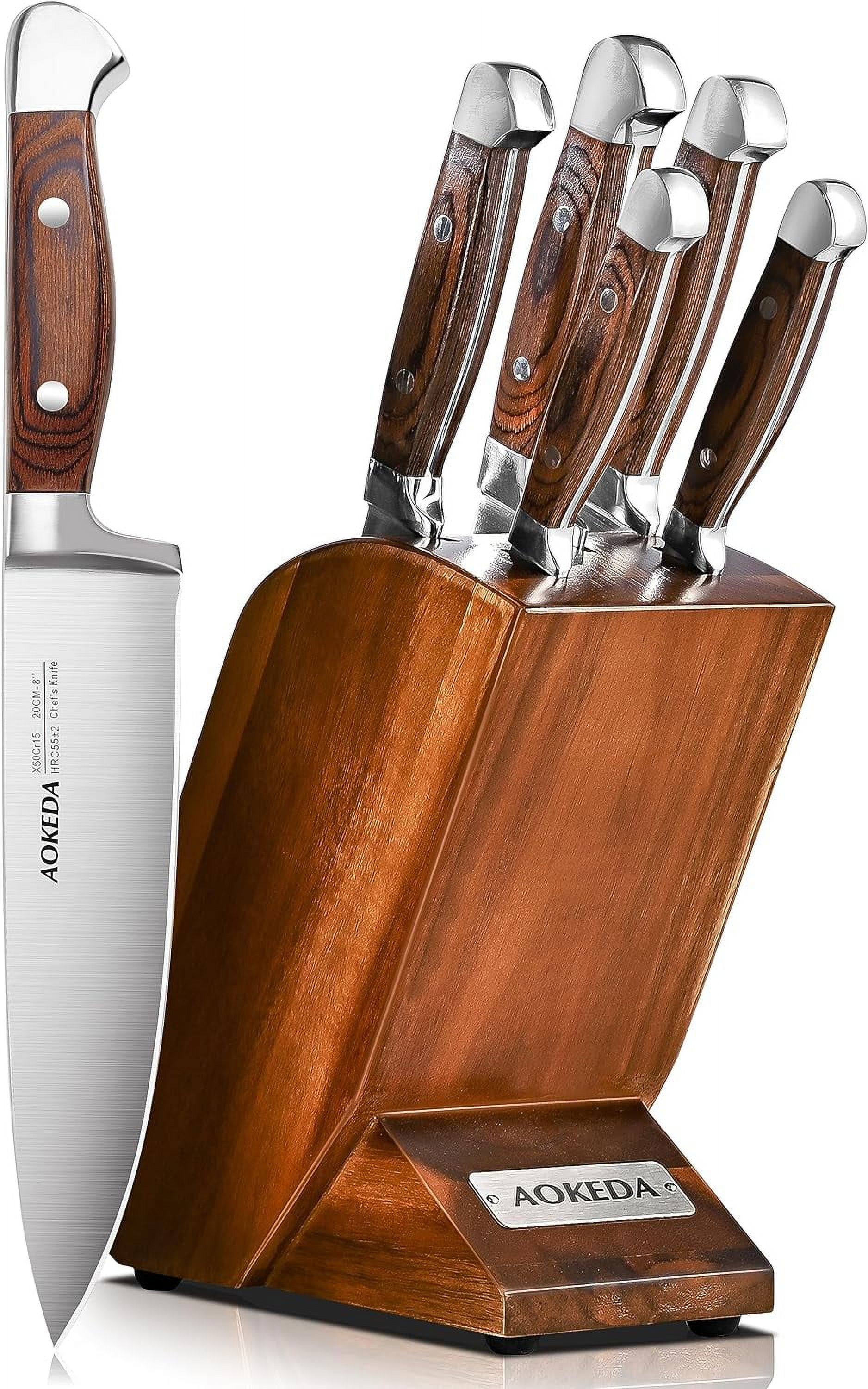 Knife Set for Kitchen with Block, Classic 6-Piece Sets, Pakkawood ...