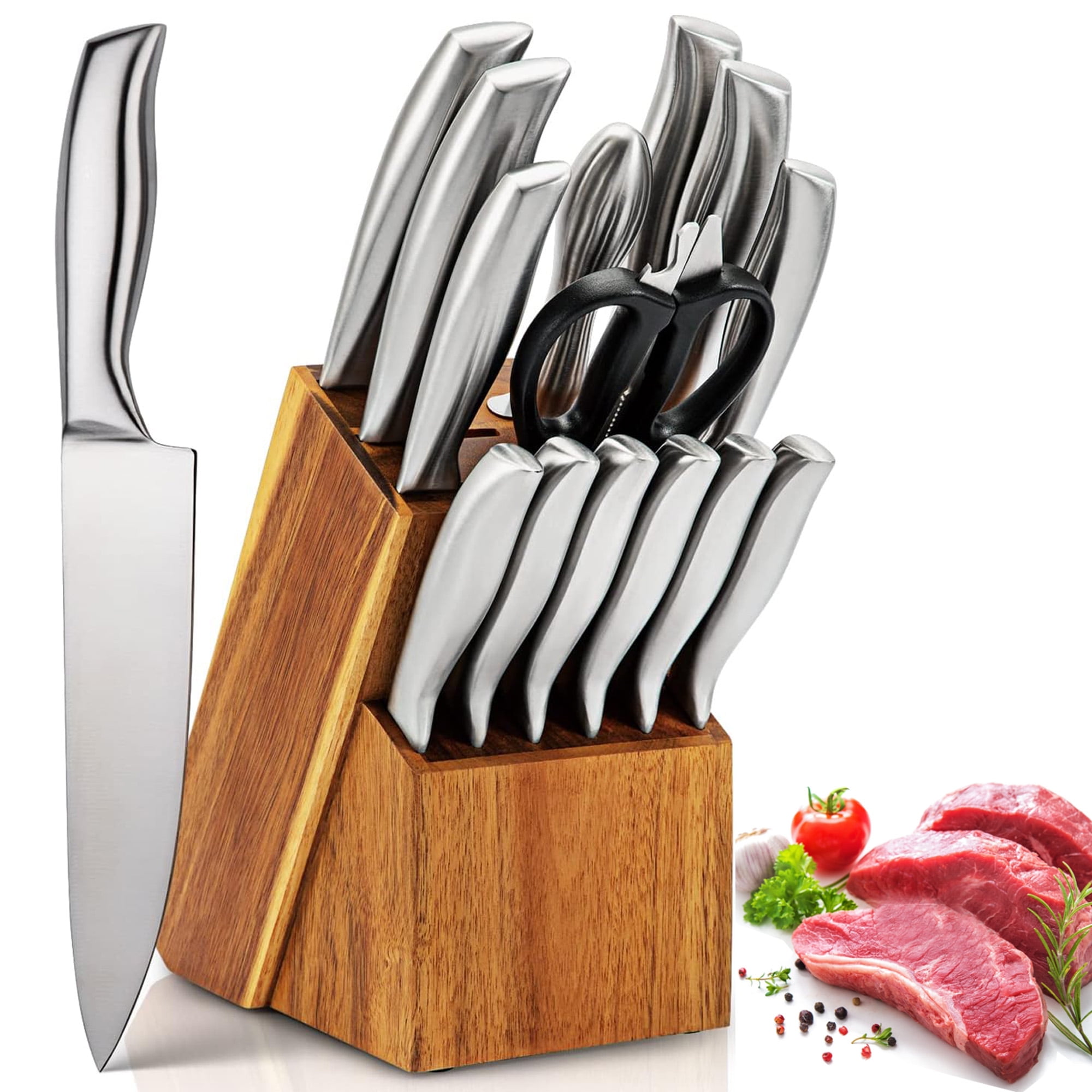 ACMETOP Knife Set - Kitchen Knife Set 15 Pieces Japanese Stainless ...