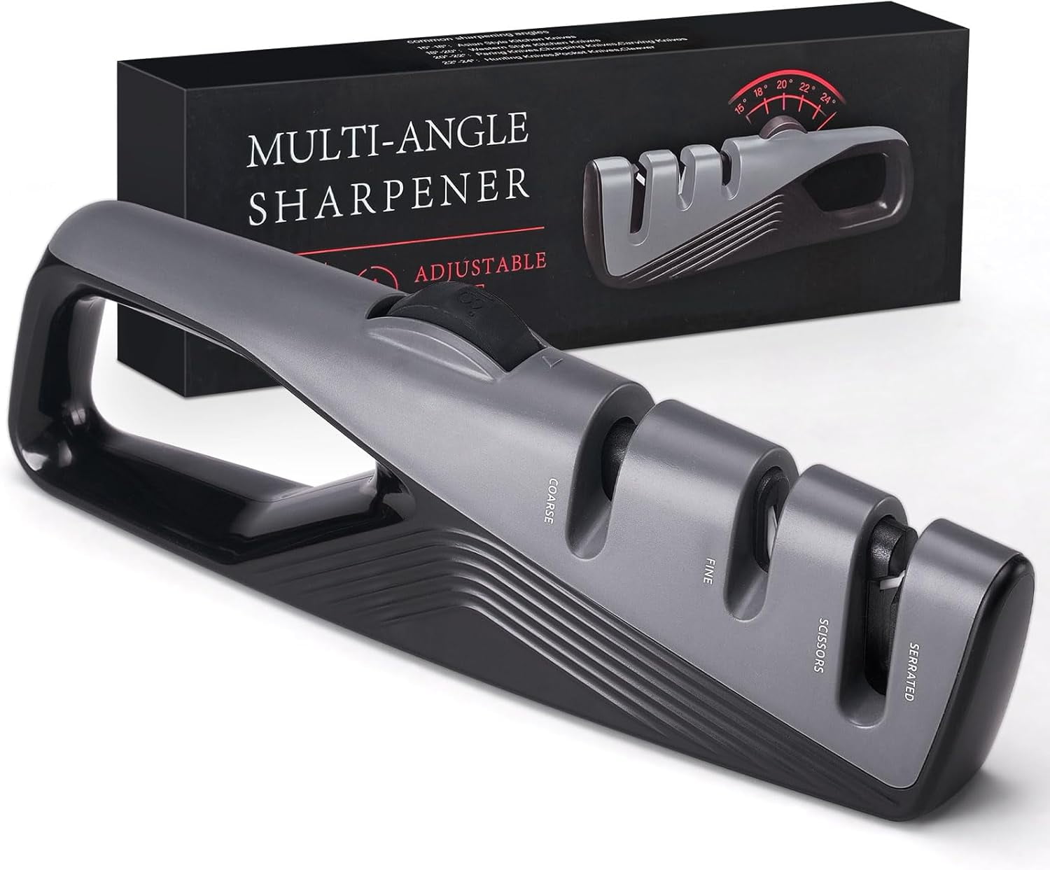 Knife Sharpener with 5 Adjustable Angle, Coarse & Fine Knife Sharpener ...