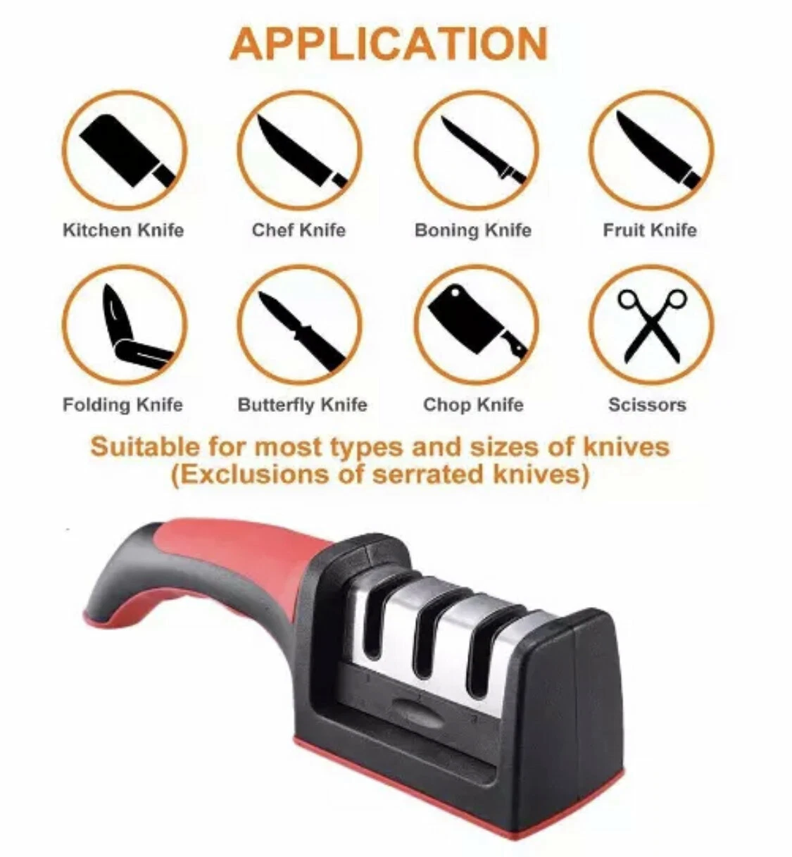 Knife Sharpener Professional Chef Grade Heavy Duty Ceramic Tungsten 3 ...