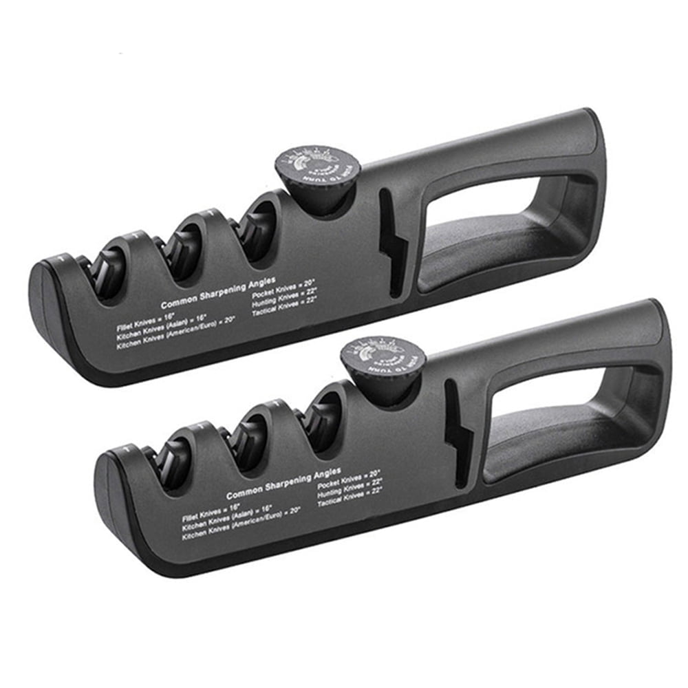 Knife Sharpener Set of 2Pcs，5 in 1 Adjustable Angle Knob Kitchen Scissors Steel Knives ...