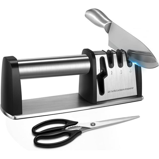 Knife Sharpeners, 4 in 1 Kitchen Blade and Scissors Sharpening Tool ...