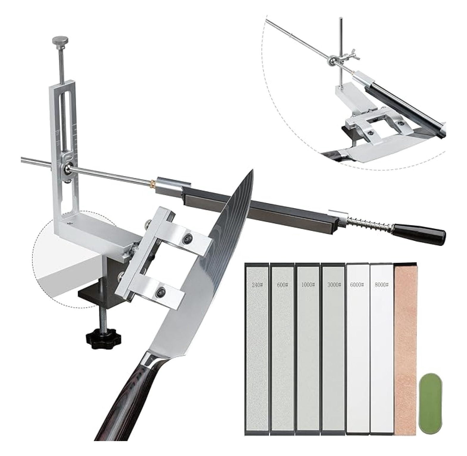 Knife Sharpening System, 360° Quick C-Clamp Fix Angled Knife Sharpener ...