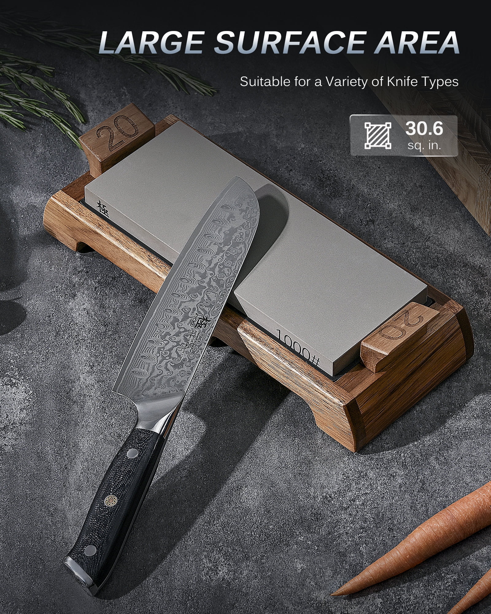 Knife Sharpening Whetstone Kit with 1000 & 6000 Grit, Angle Guides ...