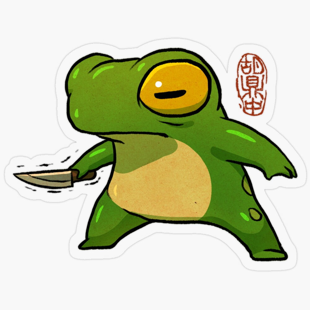 Knife Wielding Stabby Gremlin Frog Artwork Asian Style Transparent ...