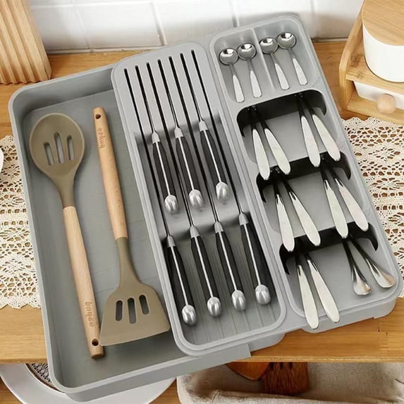 Knife and Fork Storage Box, Expandable Kitchen Drawer Storage Box ...