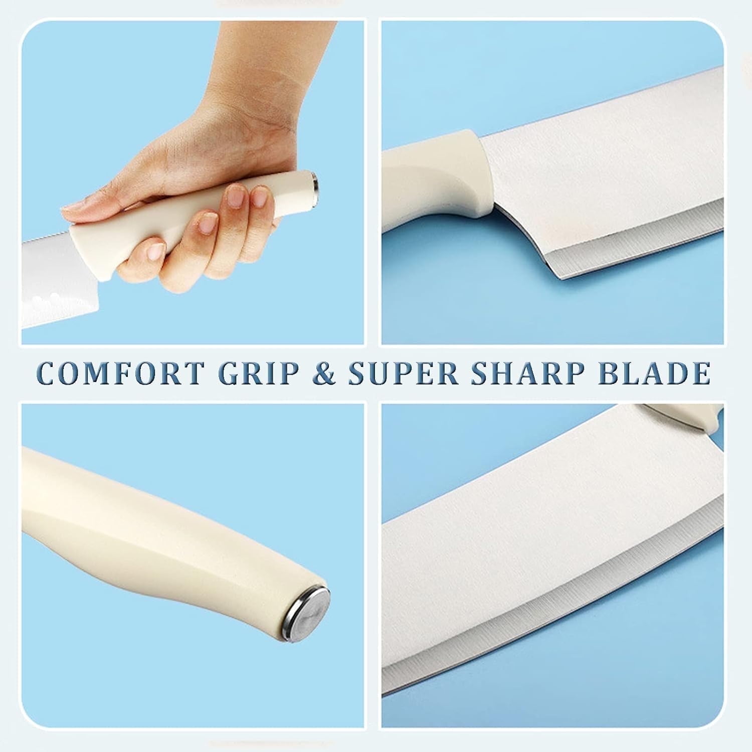 Knife set For Kitchen with Block,White Kitchen Knife Sets with Built-in ...