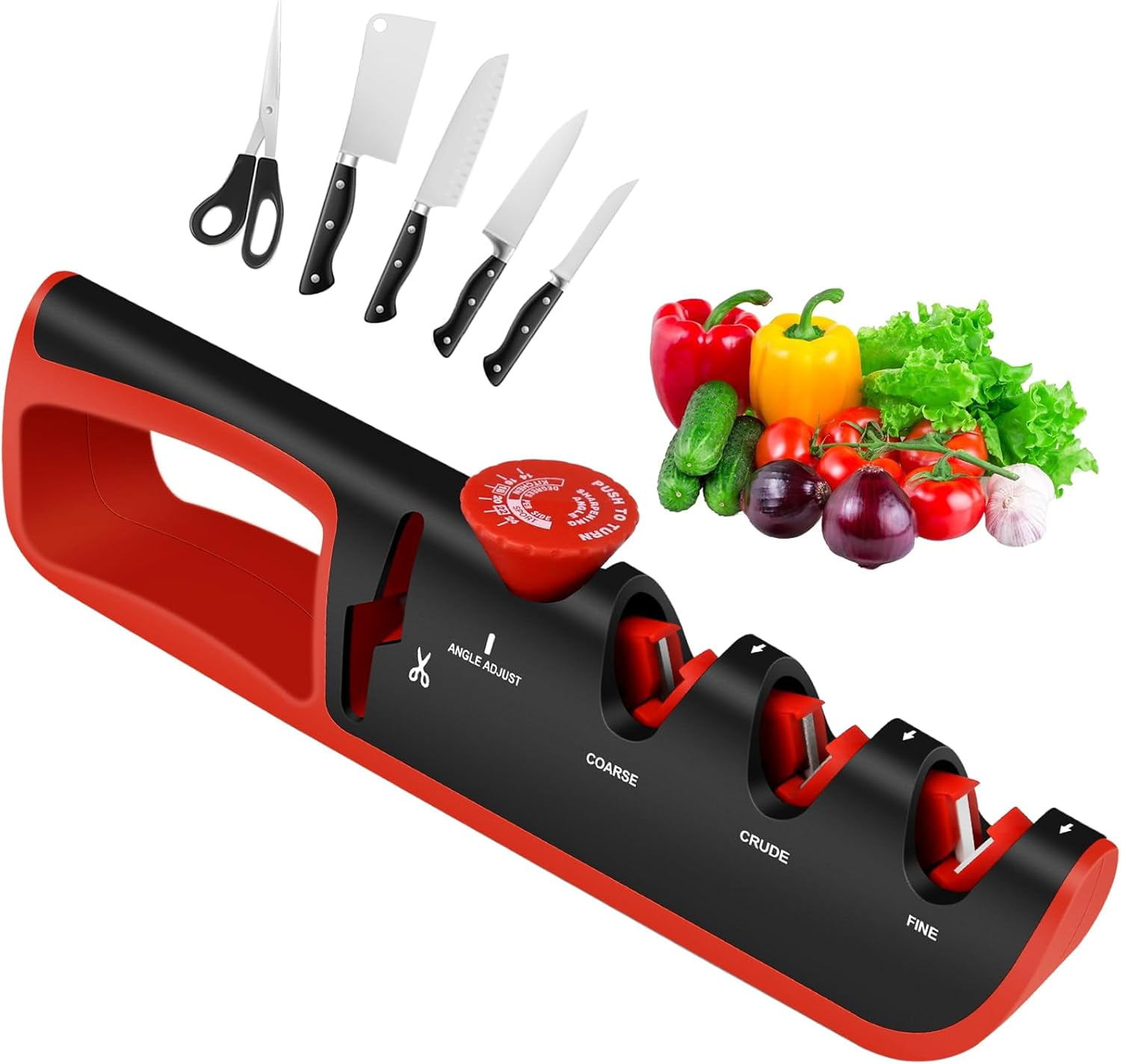 Knife sharpener, 4-in-1 manual knife sharpener with scissors sharpener ...