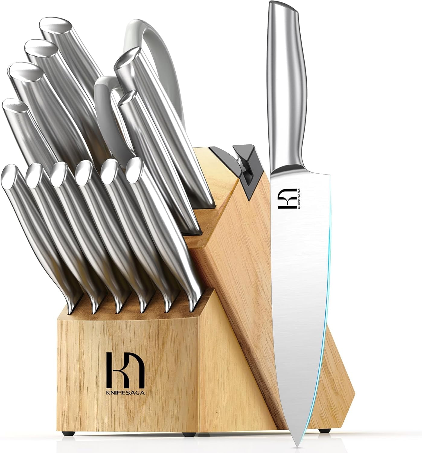 Knifesaga Knife Set, Premium Knife Block Set for Kitchen 14 Pcs ...