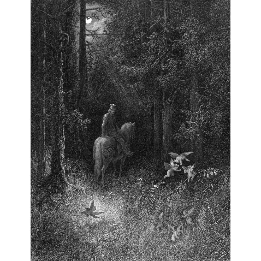 Knight And Fairies Poster Print By Mary Evans Picture Library - Walmart.com