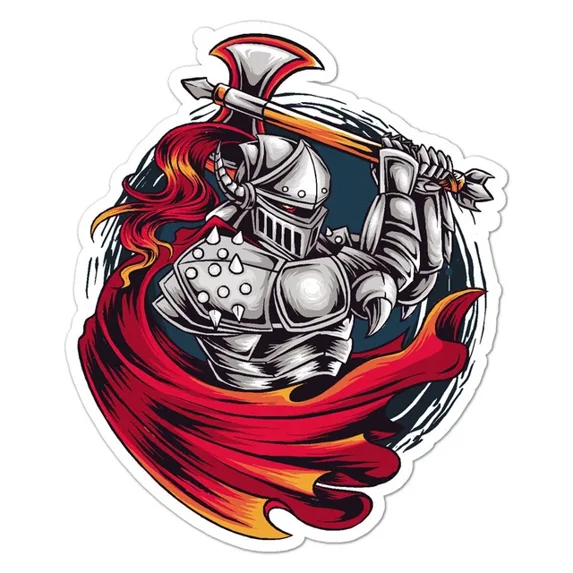 Knight Armor Axe Sticker Indoor Outdoor Phone Decal Water Bottle ...