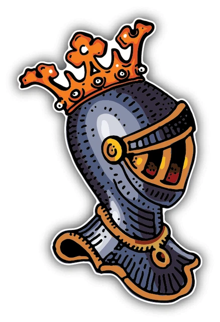 Knight Crown Retro Heraldic Sticker Phone Decal Water Bottle Stickers ...