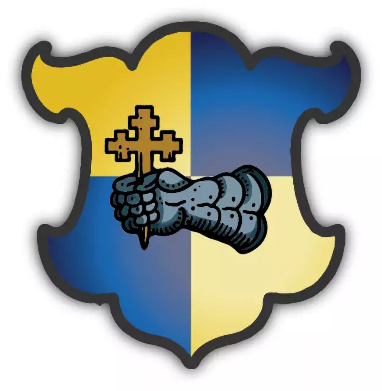 Knight Hand Cross Shield Retro Heraldic Sticker Phone Decal Water ...