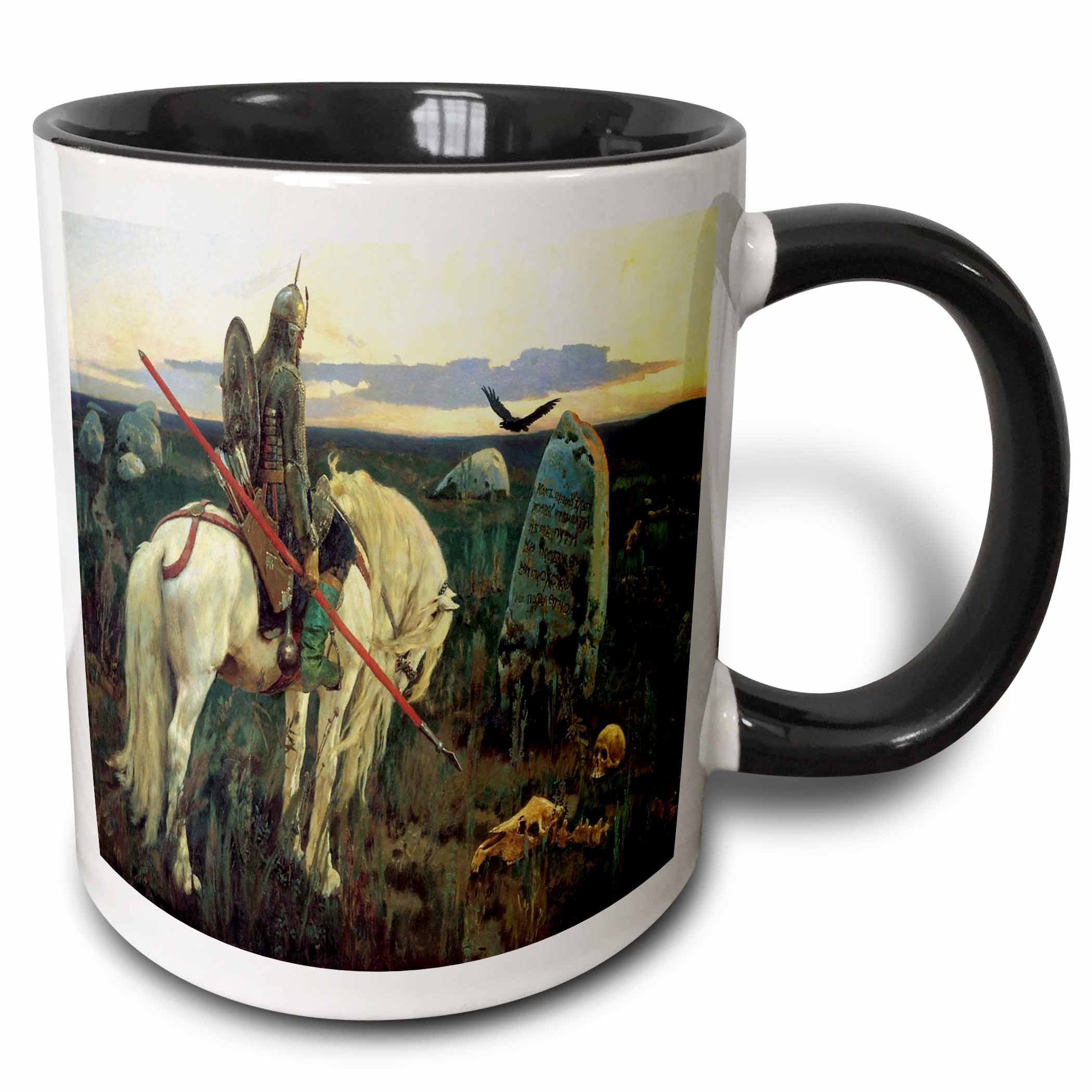 Knight On Horse n Gravestone Fantasy 11oz Two-Tone Black Mug mug-61922 ...