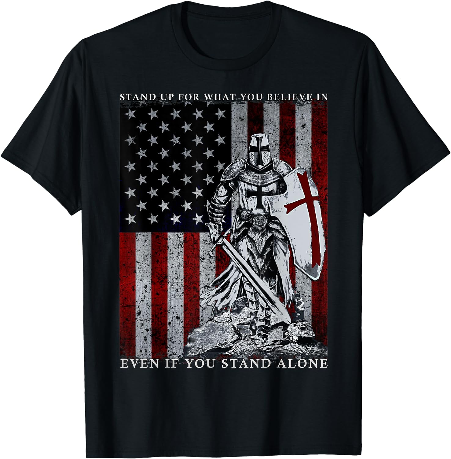 Knight Templar American Flag Crusader T-Shirt Black Small - Walmart.com