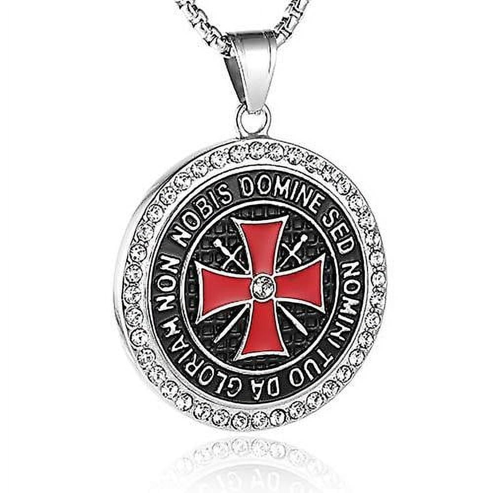Knight Templar Inlaid Cz Necklace-masonic University Style Men S Gold ...