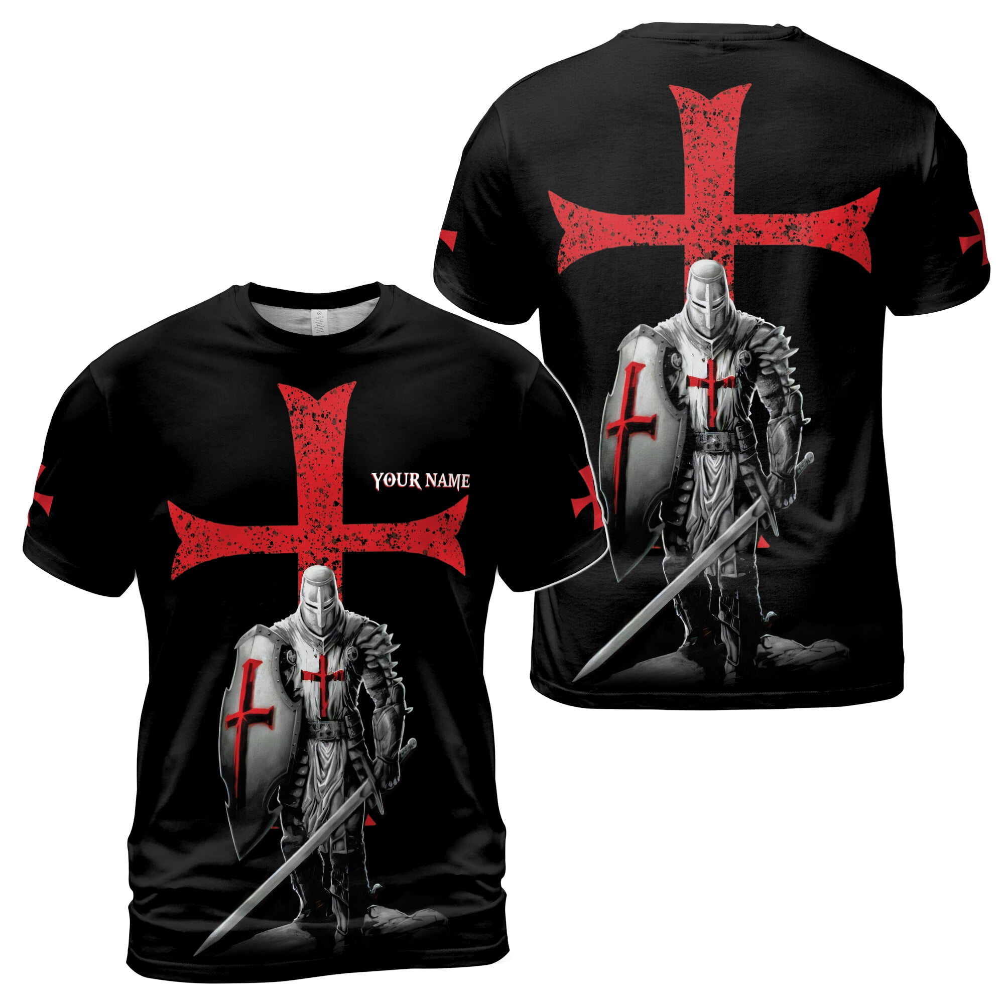Knight Templar Knight Warrior Red Jesus Cross Men's T-shirt S-5XL ...