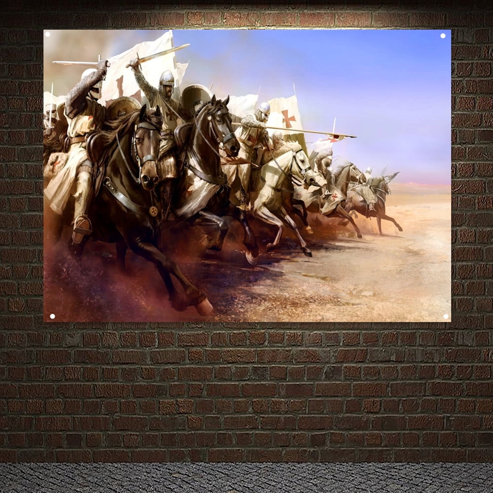 Knight Templar Order Flag Wall Hangings Painting 38" x 57" Vintage ...