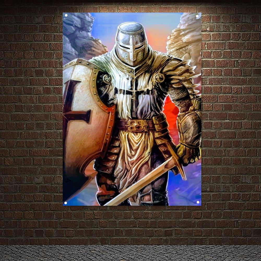 Knight Templar Order Tapestry Wall Painting 38" x 57" Crusaders Armor ...