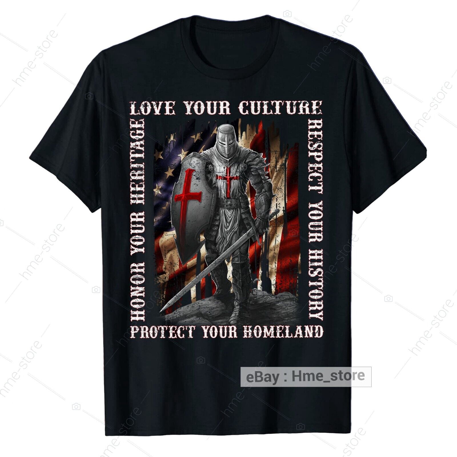 Knight Templar Usa Flag T Shirt Christian Warrior Of God Veterans