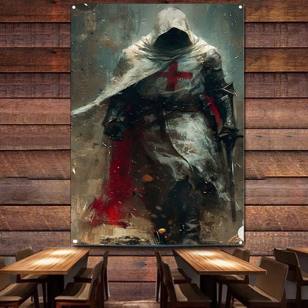 Knight Templar Wall Art Poster Polyester Banner Cross Legion Crusade ...