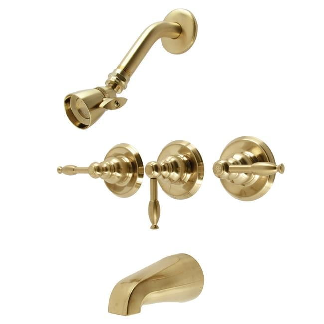 Knight Three-Handle Tub & Shower Faucet, Brushed Brass - Walmart.com